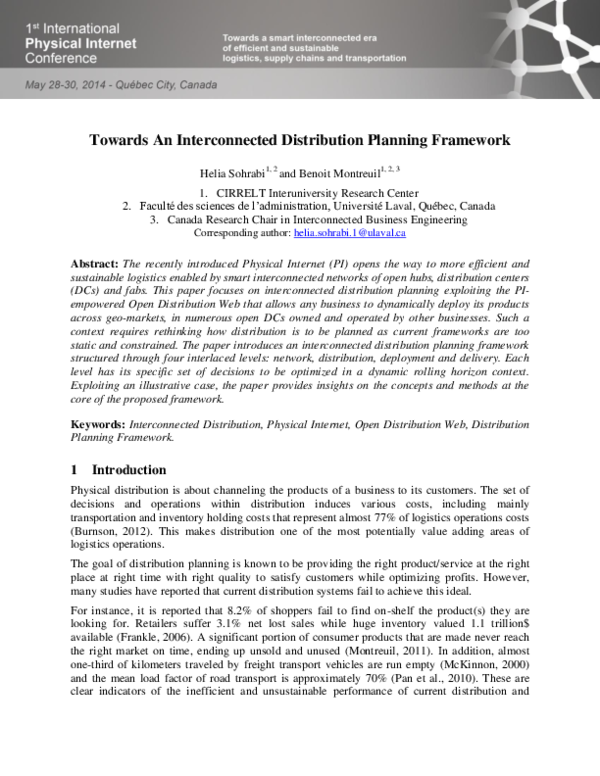 (PDF) Towards an Interconnected Distribution Planning Framework