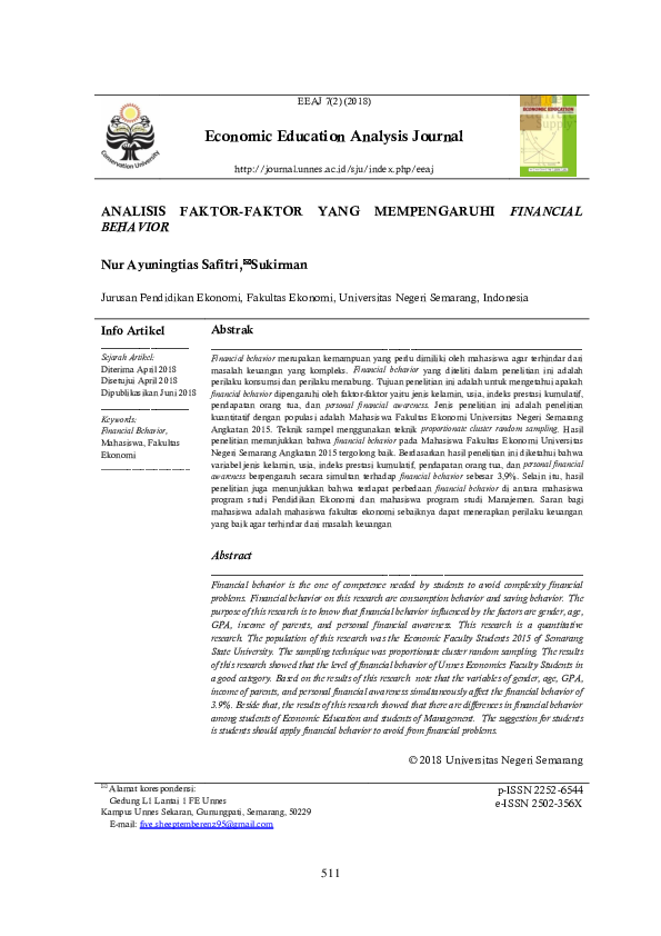 (PDF) Analisis Faktor-Faktor Yang Mempengaruhi Financial Behavior