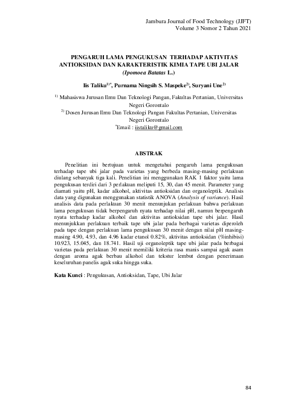 (PDF) PENGARUH LAMA PENGUKUSAN TERHADAP AKTIVITAS ANTIOKSIDAN DAN ...