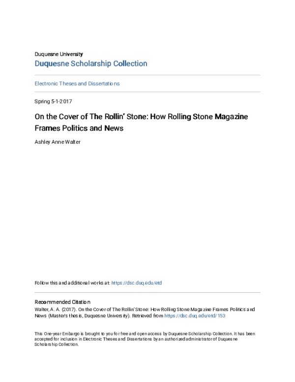 (PDF) On the Cover of the Rollin’ Stone: How Rolling Stone Magazine ...