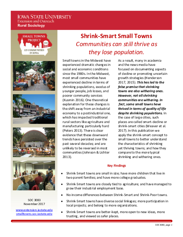 (PDF) Shrink-Smart Small Towns: Communities can still thrive as they ...