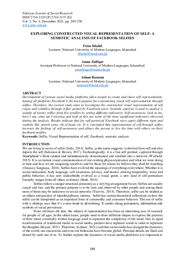 (PDF) Exploring Constructed Visual Representation of Self: A Semiotic ...