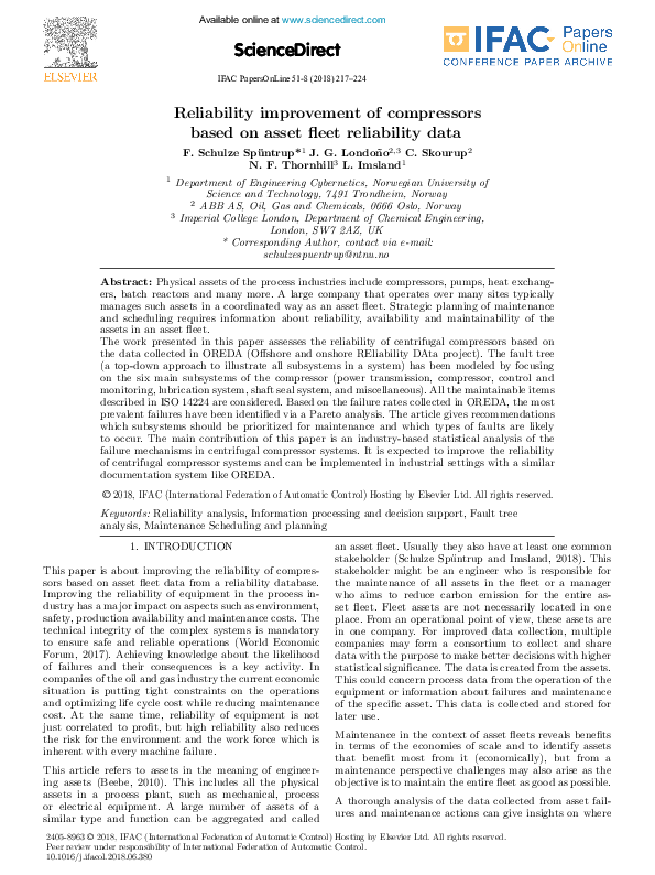 (PDF) Reliability improvement of compressors based on asset fleet reliability data