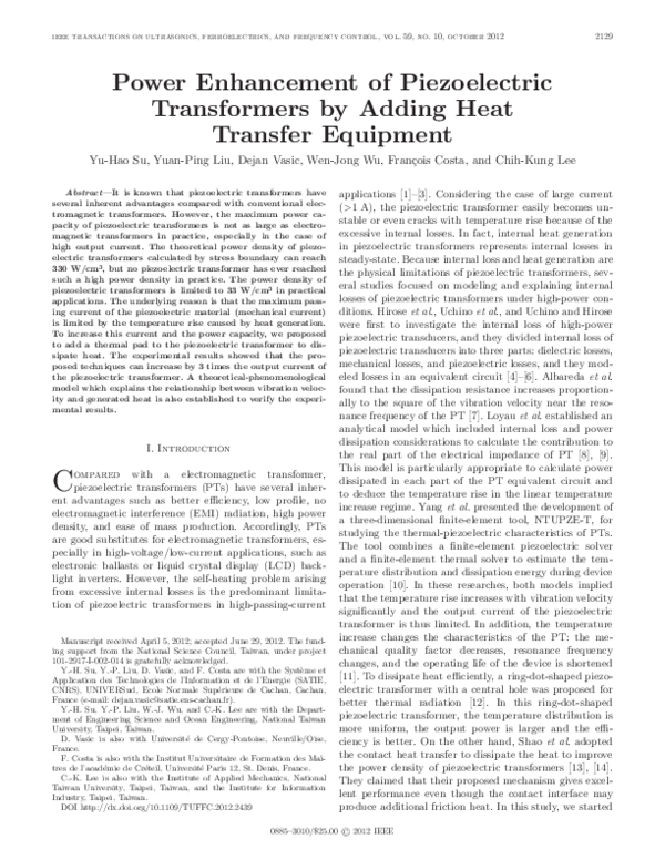 (PDF) Power enhancement of piezoelectric transformers by adding heat ...