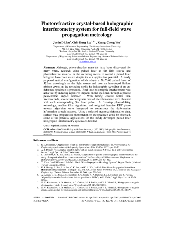 (PDF) Photorefractive crystal-based holographic interferometry system for full-field wave ...
