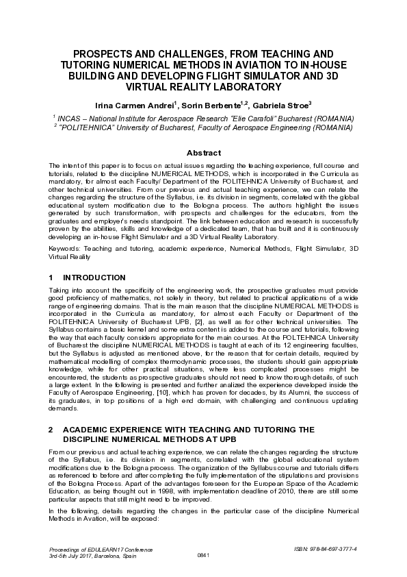 (PDF) Prospects and Challenges, from Teaching and Tutoring Numerical Methods in Aviation to In ...