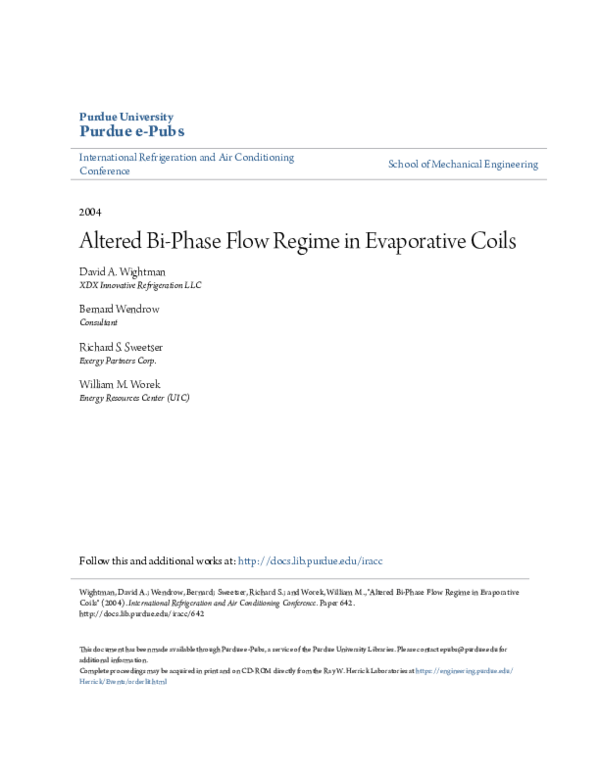 (PDF) Altered Bi-Phase Flow Regime in Evaporative Coils