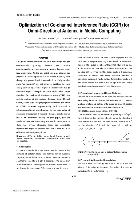 (PDF) Optimization of Co-channel Interference Ratio (CCIR) for Omni ...