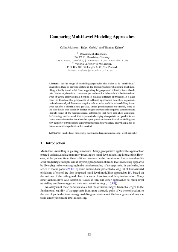(PDF) Comparing Multi-Level Modeling Approaches | Thomas Kuehne - Academia.edu