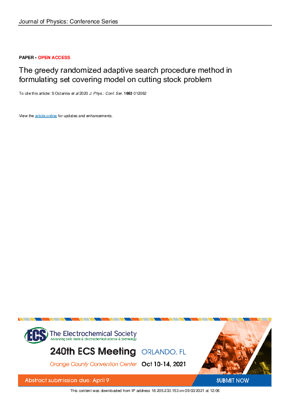 (PDF) The greedy randomized adaptive search procedure method in formulating set covering model ...