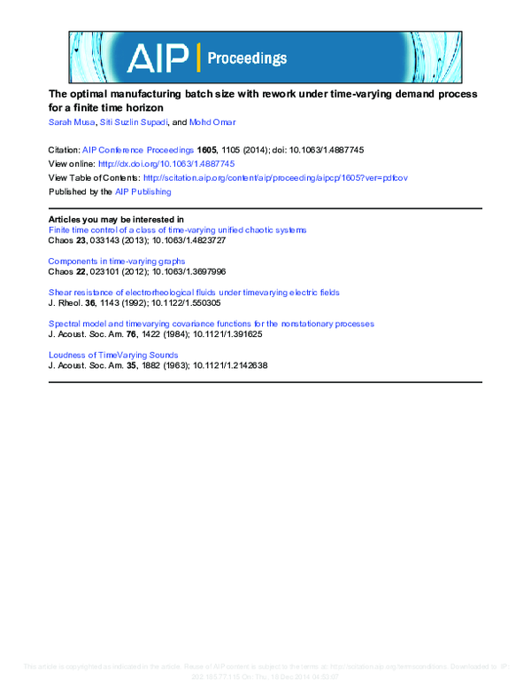 (PDF) The optimal manufacturing batch size with rework under time-varying demand process for a ...