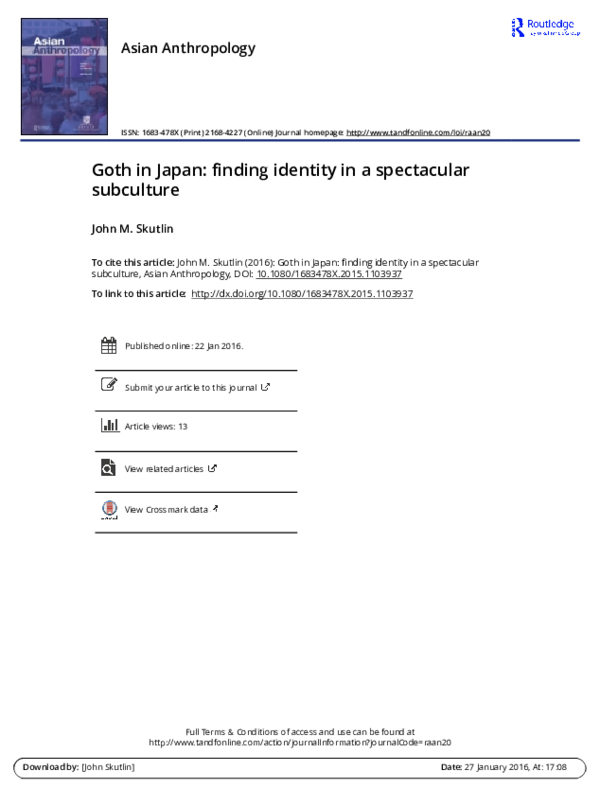(PDF) Goth in Japan: finding identity in a spectacular subculture