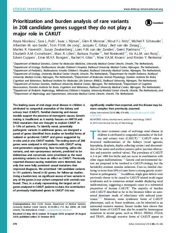 (PDF) Prioritization and burden analysis of rare variants in 208 ...