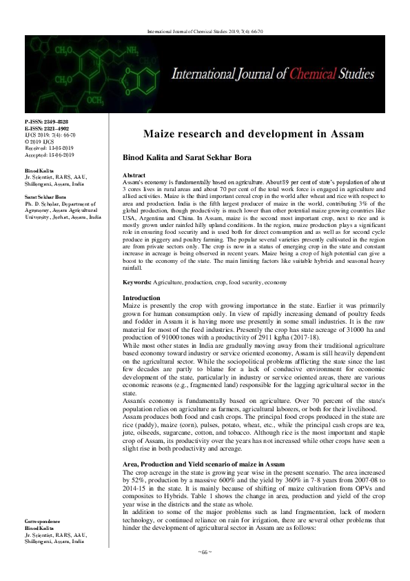 (PDF) Maize research and development in Assam