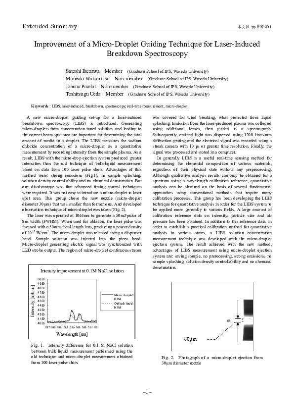 (PDF) Improvement of a Micro-Droplet Guiding Technique for Laser-Induced Breakdown Spectroscopy