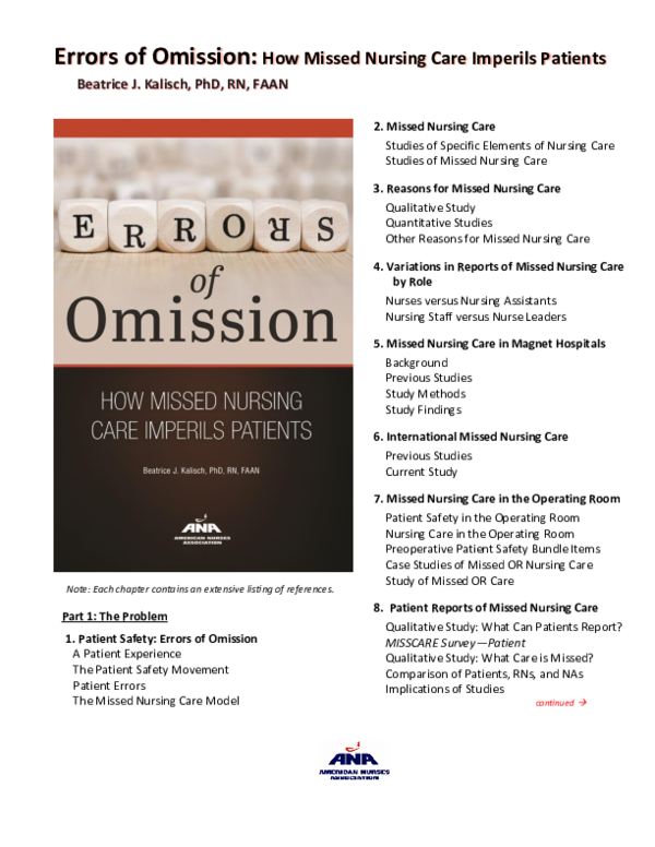 (PDF) Errors of Omission: How Missed Nursing Care Imperils Patients