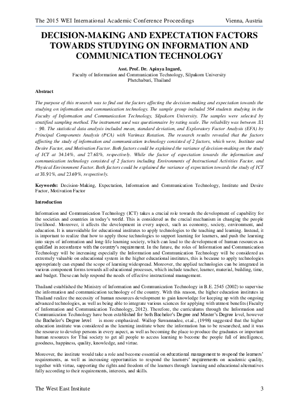 (PDF) Decision-Making and Expectation Factors Towards Studying on ...