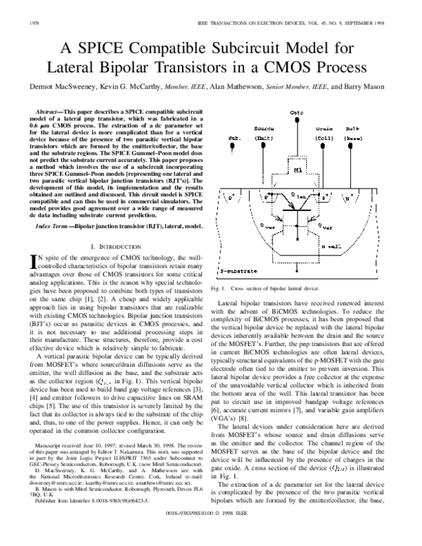 Pdf A Spice Compatible Subcircuit Model For Lateral Bipolar