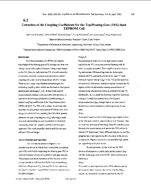 (PDF) Extraction of the coupling coefficients for the top-floating-gate (TFG) flash EEPROM cell