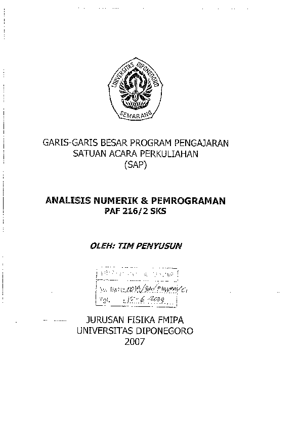 (PDF) Analisis Numerik dan Pemrograman