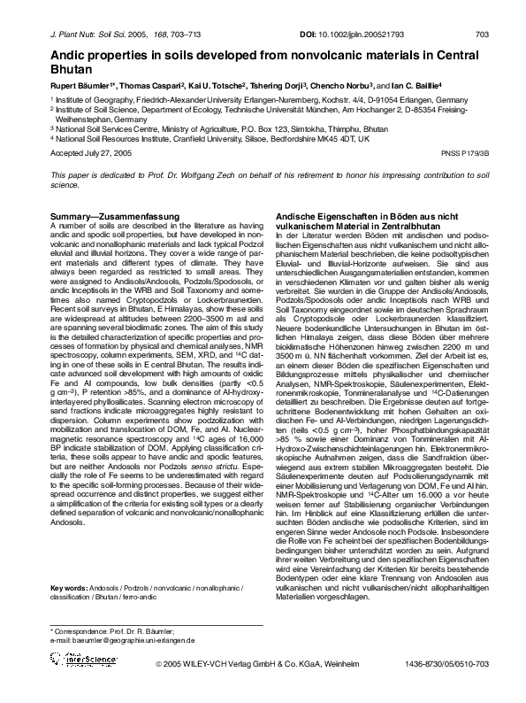 (PDF) Andic properties in soils developed from nonvolcanic materials in ...