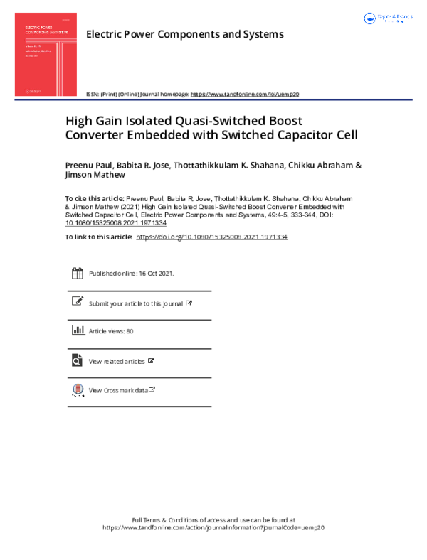 (PDF) High Gain Isolated Quasi-Switched Boost Converter Embedded with Switched Capacitor Cell