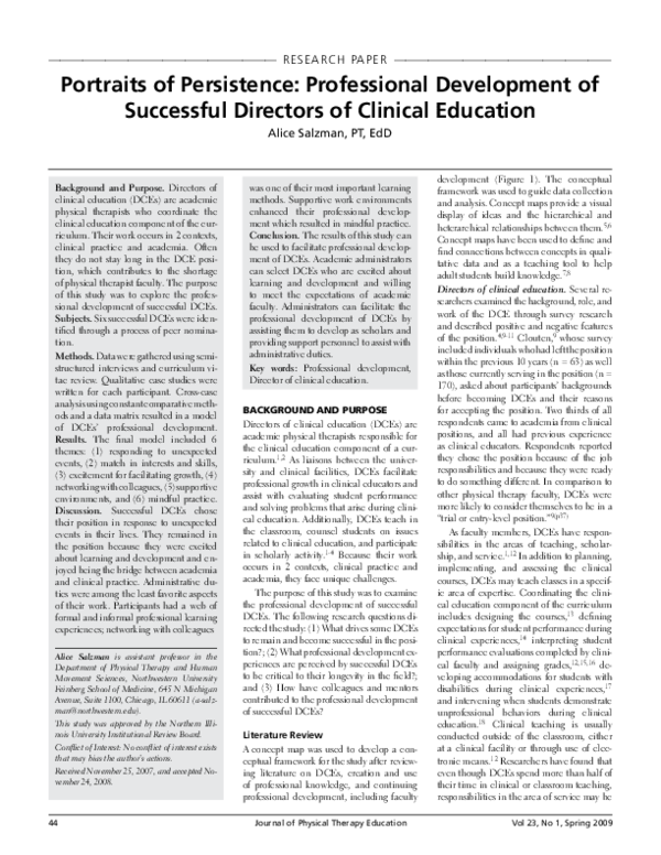 (PDF) Portraits of Persistence: Professional Development of Successful ...