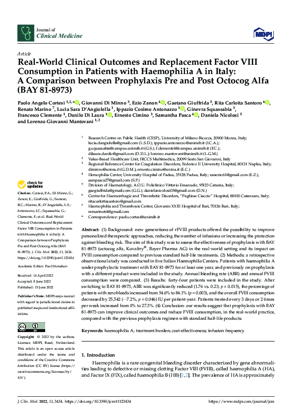 (PDF) Real-World Clinical Outcomes and Replacement Factor VIII ...