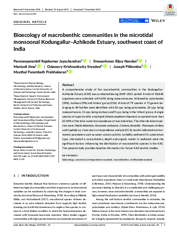 (PDF) Bioecology of macrobenthic communities in the microtidal ...