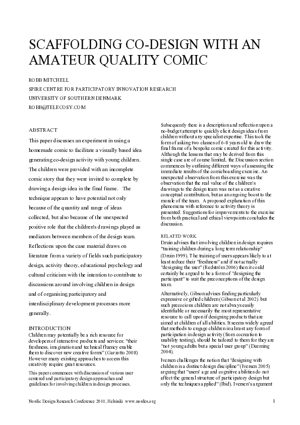 (PDF) Scaffolding Co-Design with an Amateur Quality Comic