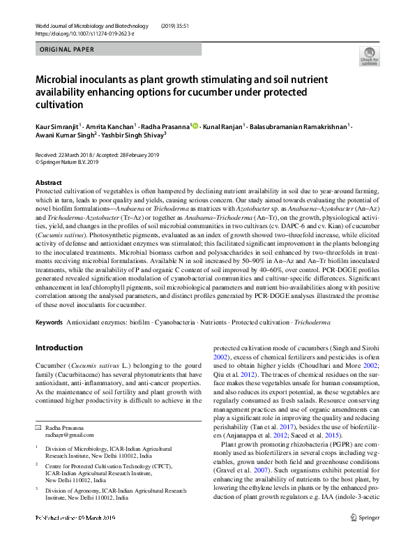 (PDF) Microbial inoculants as plant growth stimulating and soil ...