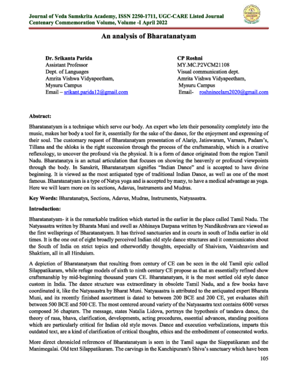 (PDF) An Analysis of Bharatanatyam