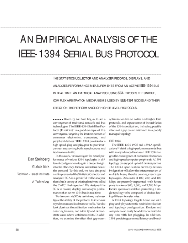 (PDF) An empirical analysis of the IEEE-1394 serial bus protocol