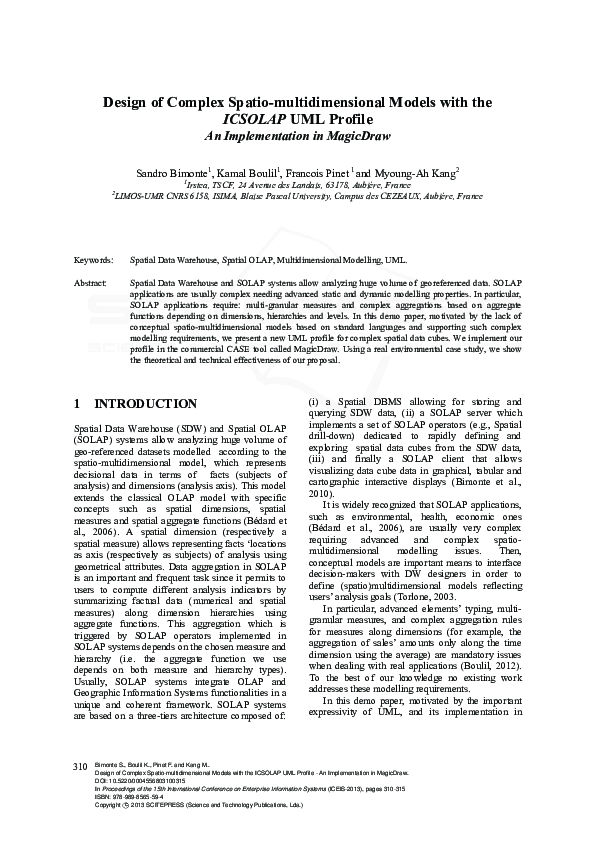 Pdf Design Of Complex Spatio Multidimensional Models With The Icsolap Uml Profile An 1788