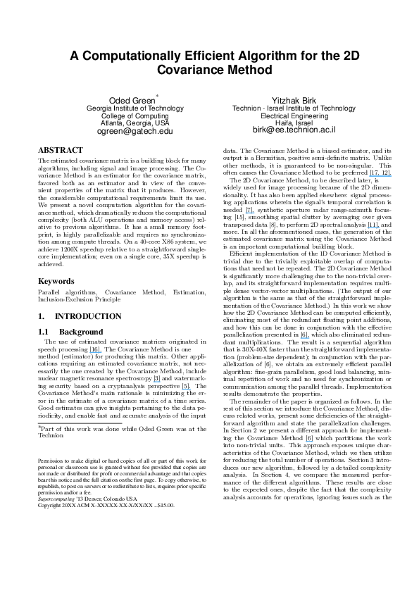 (PDF) A computationally efficient algorithm for the 2D covariance method