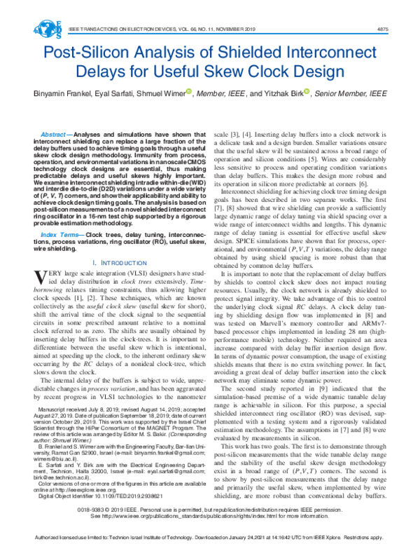 (PDF) Post-Silicon Analysis of Shielded Interconnect Delays for Useful Skew Clock Design