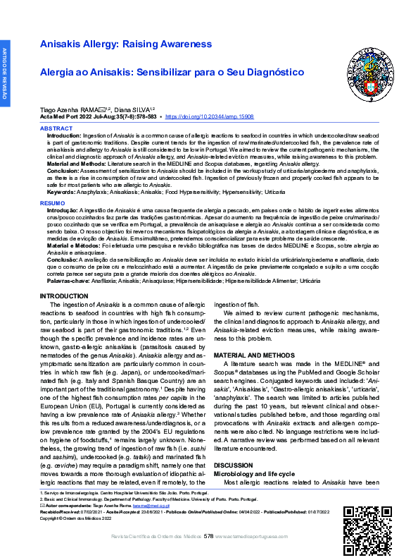 (PDF) Anisakis Allergy: Raising Awareness