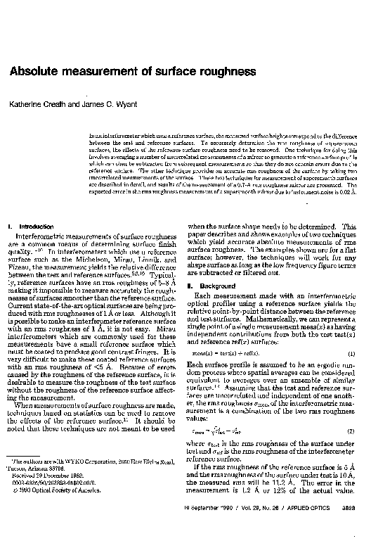(PDF) Absolute measurement of surface roughness