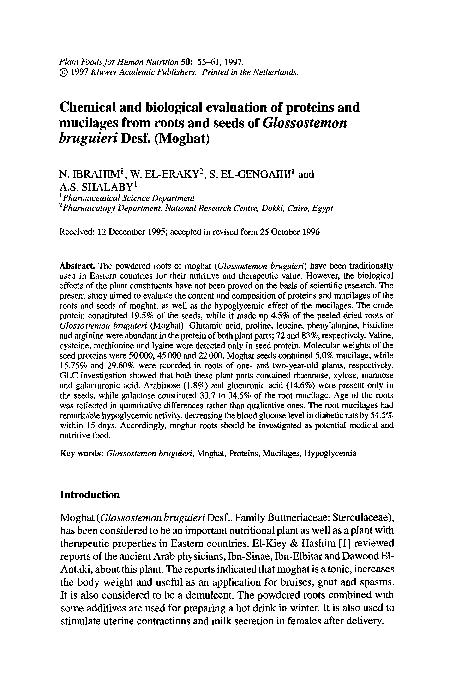(PDF) Chemical and biological evaluation of proteins and mucilages from ...