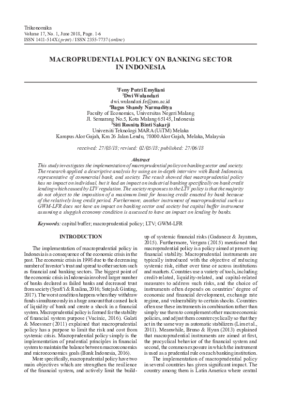 (PDF) Impact of Macroprudential Policy in Indonesia