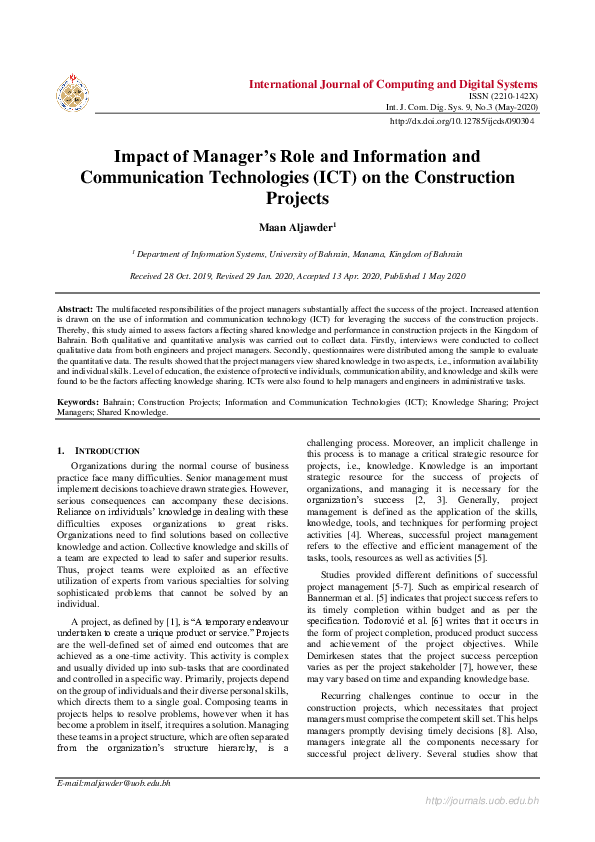 (PDF) Impact of Manager’s Role and Information and Communication Technologies (ICT) on the ...