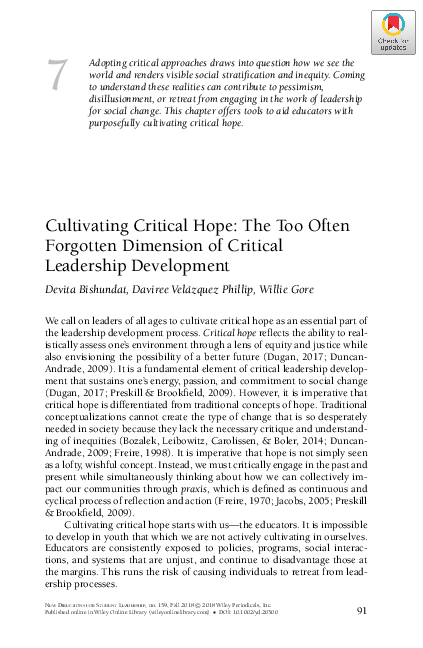 (PDF) Cultivating Critical Hope: The Too Often Forgotten Dimension of ...