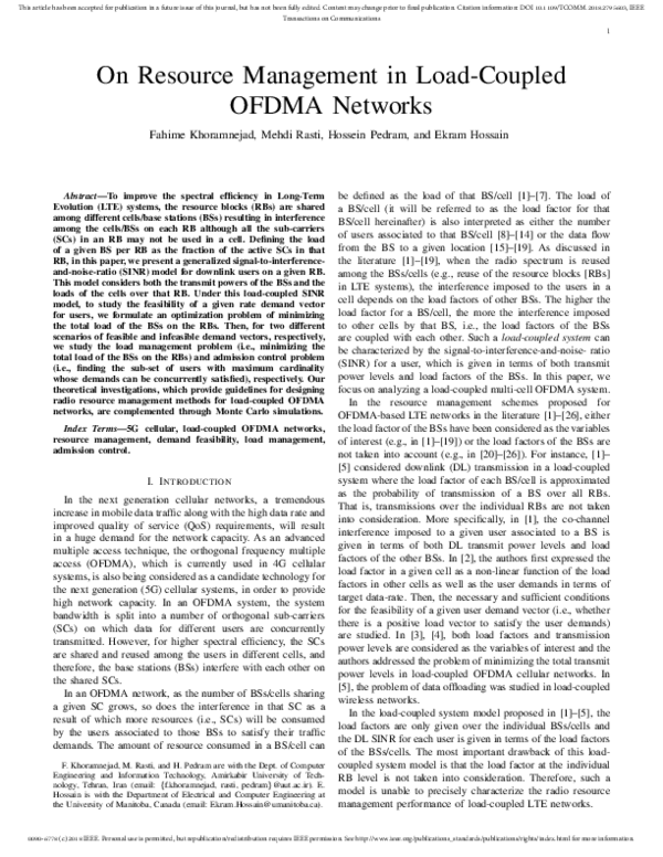 (PDF) On Resource Management in Load-Coupled OFDMA Networks | Mehdi Rasti - Academia.edu