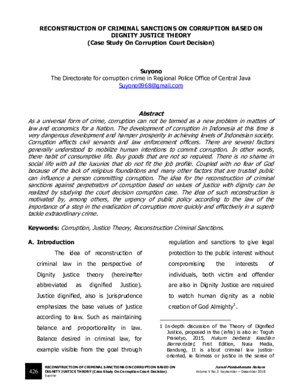 (PDF) RECONSTRUCTION OF CRIMINAL SANCTIONS ON CORRUPTION BASED ON ...