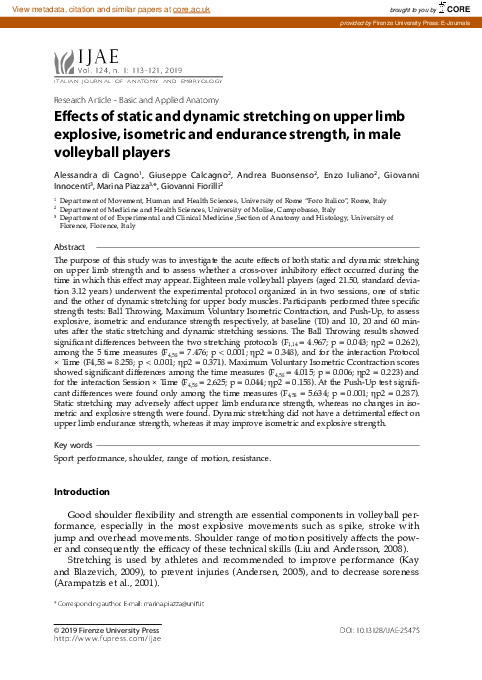 (PDF) Effects of static and dynamic stretching on upper limb explosive ...