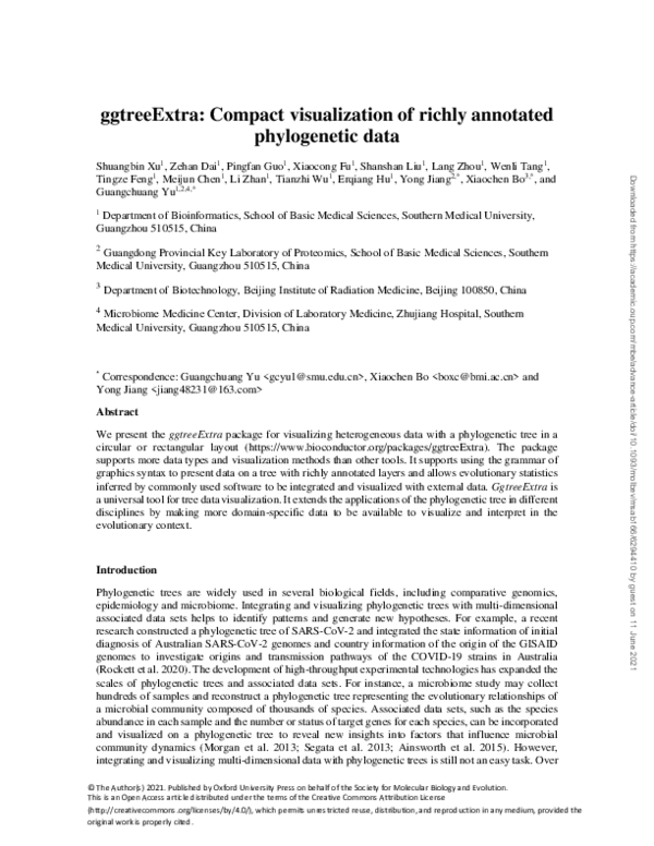 (PDF) ggtreeExtra: Compact Visualization of Richly Annotated Phylogenetic Data