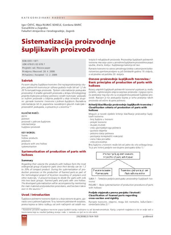 (PDF) Systematisation of production of parts with hollows