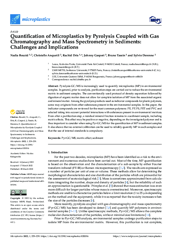 (PDF) Quantification of Microplastics by Pyrolysis Coupled with Gas ...