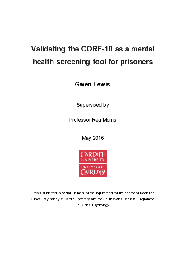 (PDF) Validating the CORE-10: A Screening Tool for Prison Mental Health