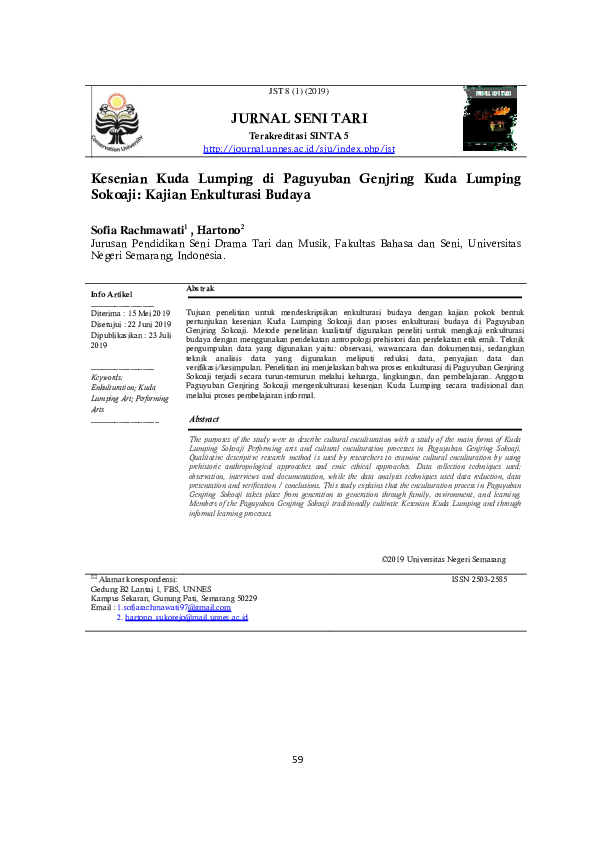 (PDF) Kesenian Kuda Lumping di Paguyuban Genjring Kuda Lumping Sokoaji ...